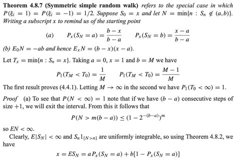 Probability Theory Durrett S Theorem Symmetric Simple Random Walk Mathematics Stack
