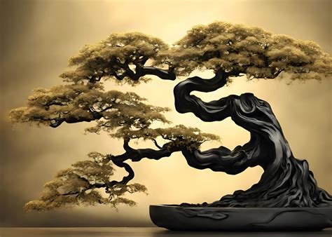 Abstract Bonsai Tree Art Poster Picture Metal Print Paint By Gani