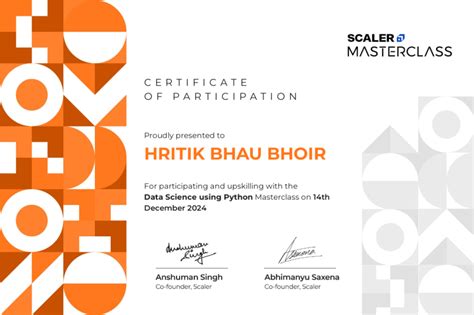 Certificate Data Science Using Python Hritik Bhoir