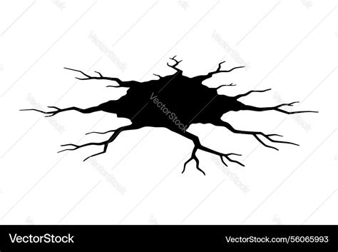 Large Crack Splitting The Ground Creating A Hole Vector Image