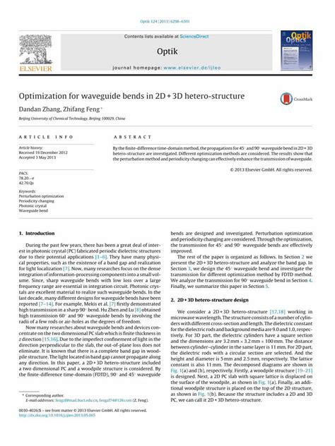 Pdf Optimization For Waveguide Bends In 2d 3d Hetero Structure Dokumen Tips