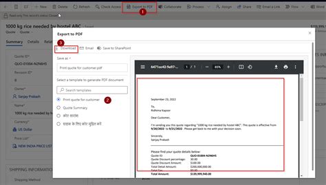 how to enable export pdf option for custom entities tables in dataverse model driven apps