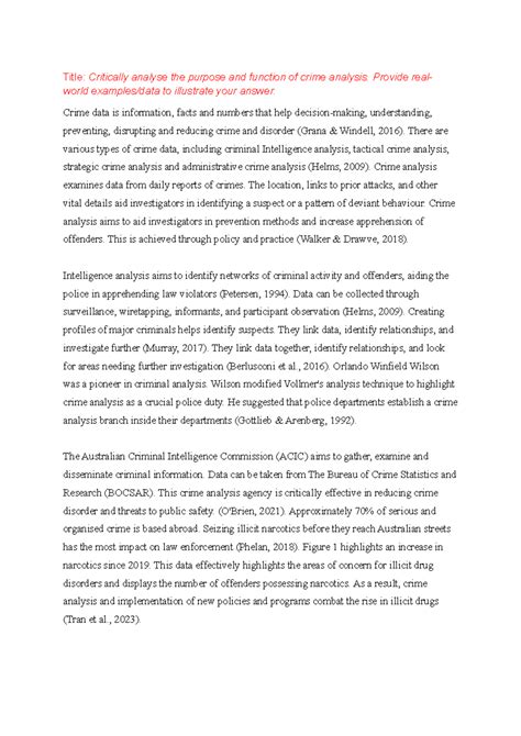 Crime Data Analysis Essay Title Critically Analyse The Purpose And Function Of Crime