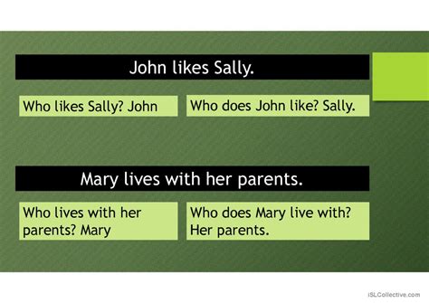 Drills Subject And Object Questions English Esl Powerpoints