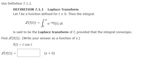 Solved DEFINITION Laplace Transform Let F Be A Chegg