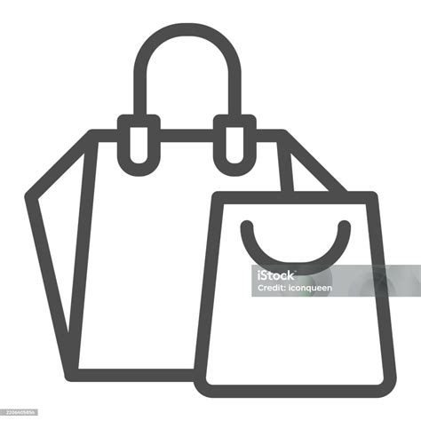 종이 봉지 상점 옷 라인 아이콘 블랙 프라이데이 개념 벡터 그래픽입니다 패킷 쌍 흰색 배경의 쇼핑 기호 모바일 또는 웹 디자인을 위한 개요 스타일 아이콘 0명에 대한 스톡