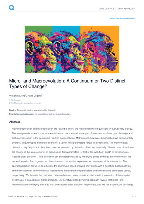Pdf Micro And Macroevolution A Continuum Or Two Distinct Types Of