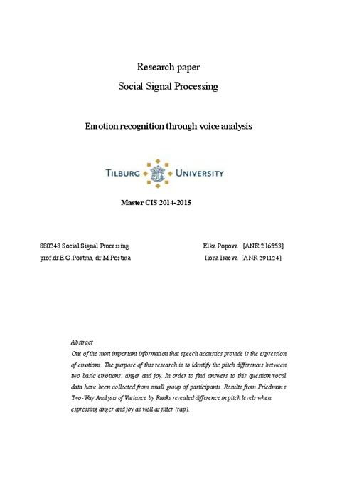 Pdf Emotion Recognition Through Voice Analysis