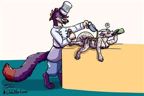 Rule 34 Anthro Ashen Theashenkobold Biped Blitzstoat Gyro Blue Eyes Breasts Chef Uniform