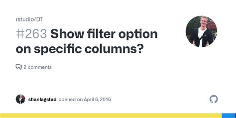 Show Filter Option On Specific Columns Issue Rstudio DT GitHub