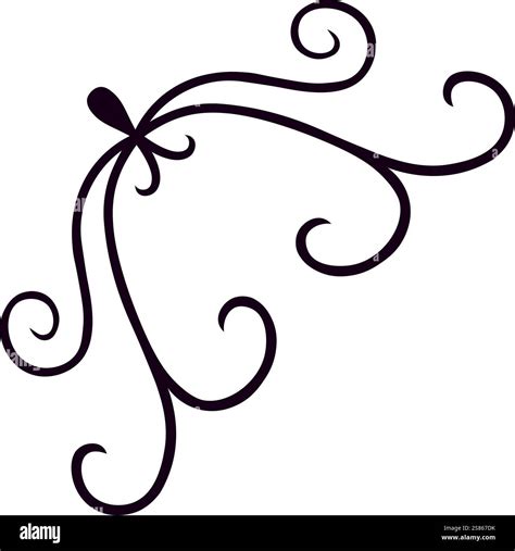 Hand Drawn Decorative Corner Ornament Featuring Elegant Swirls And Flourishes Creating A
