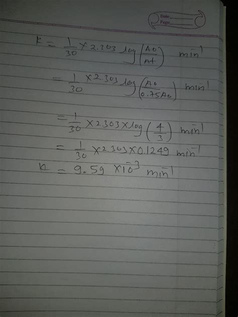 For A First Order Reaction Of The Reactant Remains Unreacted After Minutes Then