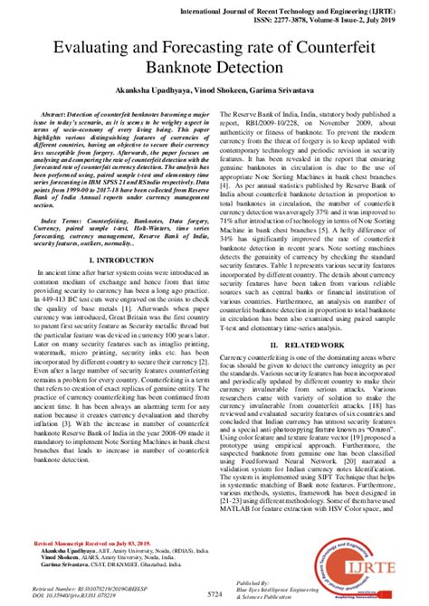 Pdf Evaluating And Forecasting Rate Of Counterfeit Banknote Detection