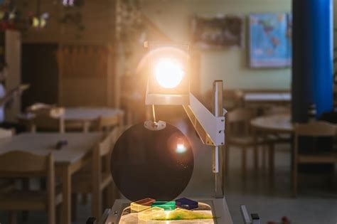 Premium Photo Schooling Concept Retro Overhead Projector In Classroom Educational System