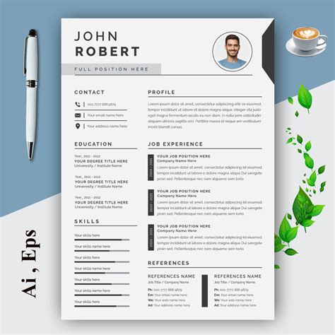 Modern Professional Resume Layout Cv Design Masterbundles