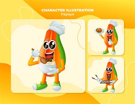 Cute Papaya Characters In The Kitchen 46550504 Vector Art At Vecteezy