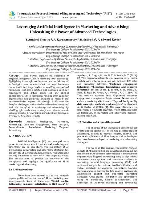 Pdf Leveraging Artificial Intelligence In Marketing And Advertising Unleashing The Power Of