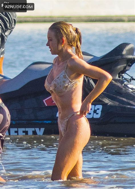 Sydney Sweeney Sexy Seen With Glen Powell Swim Out To A Yacht While