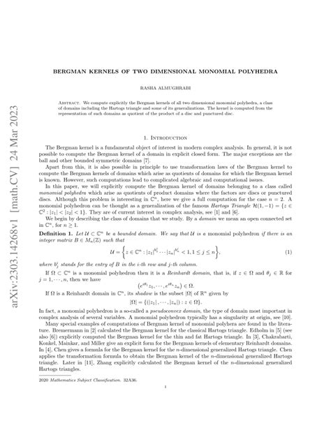 Pdf Bergman Kernels Of Two Dimensional Monomial Polyhedra