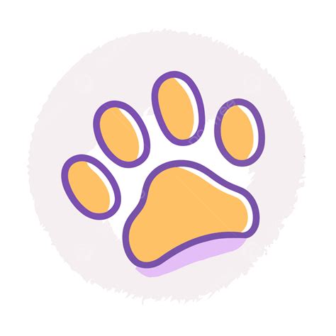 오렌지색으로 동그라미 벡터 흰색 배경에 불독 발을 묘사한 직계 아이콘 플랫 아이콘 및 드리블에 의한 벡터 일러스트 비핸스