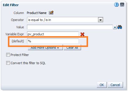 OBIEE Q A Using Presentation Variable With All Column Values Or No Default Value Option