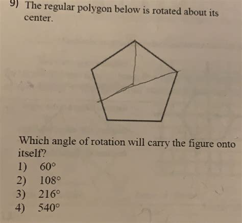 solved 9 the regular polygon below is rotated about its cen[geometry