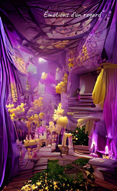 Violet Jaune 1 Illustration Jaune Rideau Violet Deco Jaune