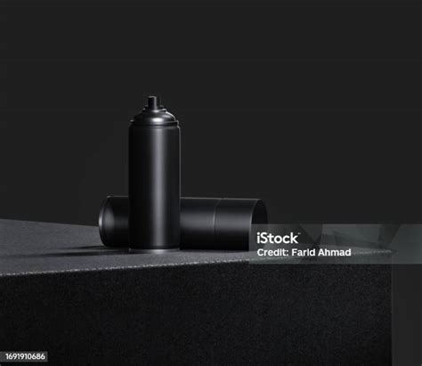 브랜드 모형을 위한 연단의 빈 알루미늄 스프레이 캔 모형을 위한 3d 렌더링 회색 배경에 페인트 3d 렌더링 0명에 대한 스톡 사진 및 기타 이미지 Istock