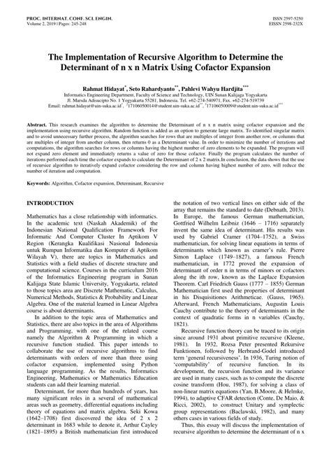 Pdf The Implementation Of Recursive Algorithm To Determine The