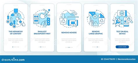 Mobile First Design Process Blue Onboarding Mobile App Screen Stock Vector Illustration Of