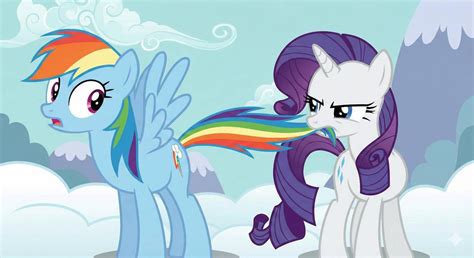 Rarity Pulling Rainbow Dashs Tail By Blinkypinkyinkyclyde On Deviantart