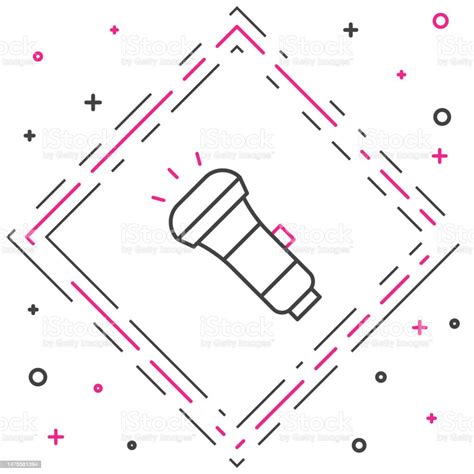 흰색 배경에 격리 된 선 손전등 아이콘 다채로운 개요 개념 벡터 3차원 형태에 대한 스톡 벡터 아트 및 기타 이미지 3차원 형태 Led 조명 검색 Istock