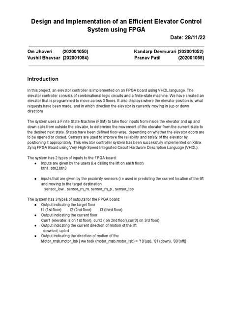 Elevator Project Pdf Field Programmable Gate Array Elevator