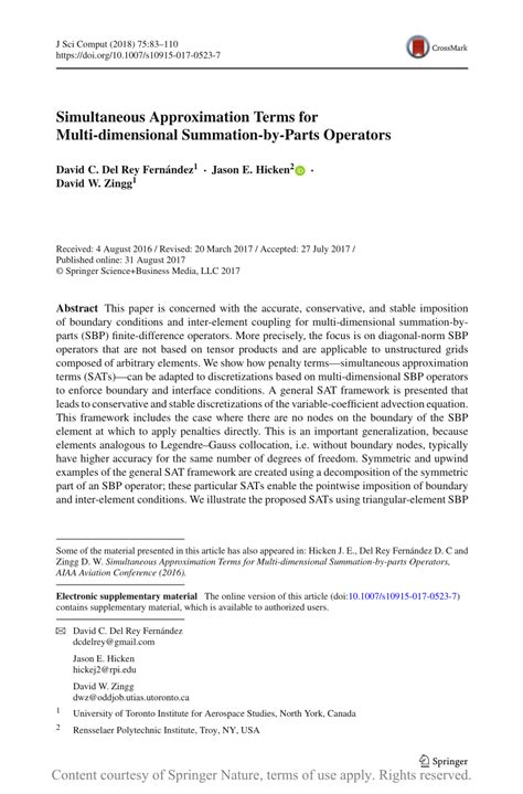 Simultaneous Approximation Terms For Multi Dimensional Summation By