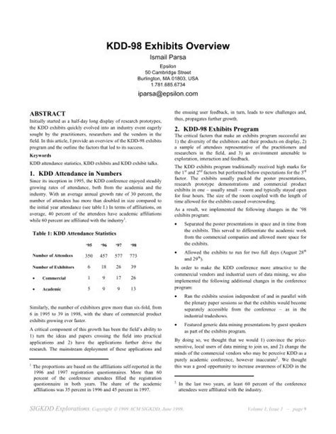 Kdd 98 Exhibits Report Acm Sigkdd