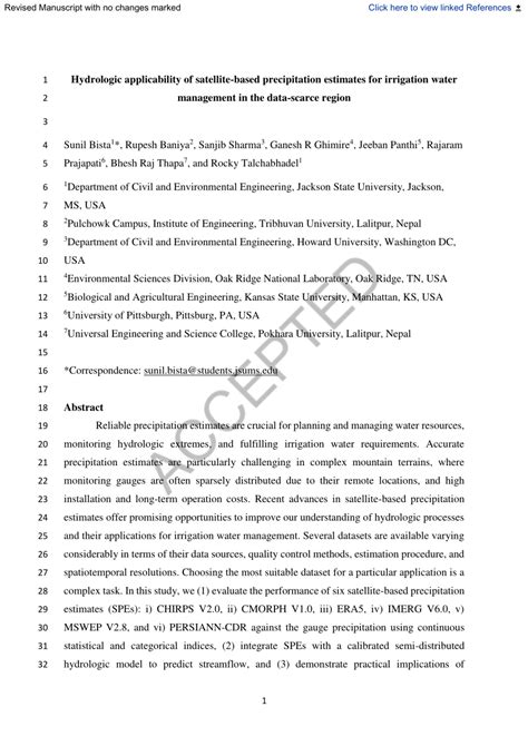 Pdf Hydrologic Applicability Of Satellite Based Precipitation Estimates For Irrigation Water