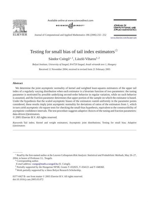 pdf testing for small bias of tail index estimators dokumen tips
