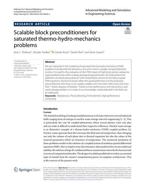 Pdf Scalable Block Preconditioners For Saturated Thermo Hydro