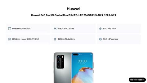 Huawei P40 Pro 5g Global Dual Sim Td Lte 256gb Els Nx9 Els N29 Full Device Specifications