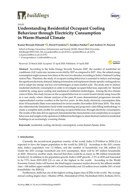 Pdf Understanding Residential Occupant Cooling Behaviour Through Electricity Consumption In