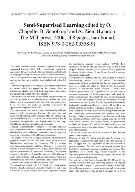 Pdf Semi Supervised Learning By Olivier Chapelle Bernhard Schölkopf