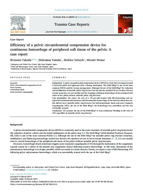Pdf Efficiency Of A Pelvic Circumferential Compression Device For