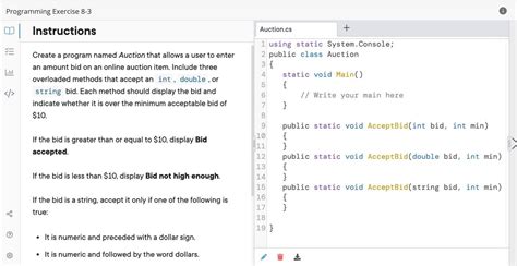 solved programming exercise 8 3 instructions auction cs