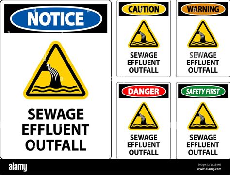 Water Safety Sign Warning Sewage Effluent Outfall Stock Vector Image