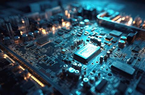Close Up Of Electronic Circuit Board Technology And Science Background Generative Ai