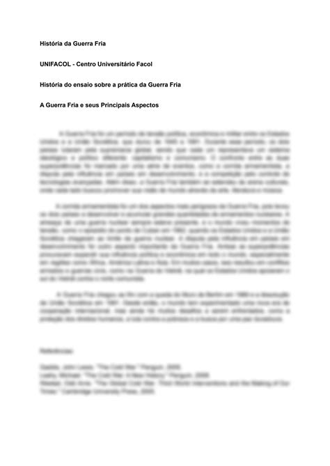 Solution Hist Ria Da Guerra Fria Studypool