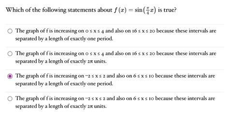 solved which of the following statements about f x sin π4x