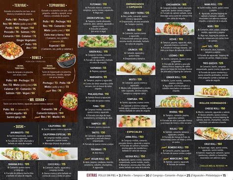 Carta Del Restaurante Teriyaki Bowl Ensenada C Novena 55