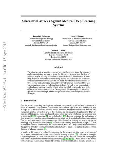 Adversarial Attacks Against Medical Deep Learning Systems Pdf