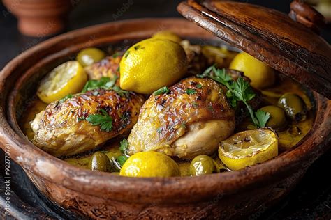 Moroccan Chicken Tagine With Preserved Lemons Olives In Traditional